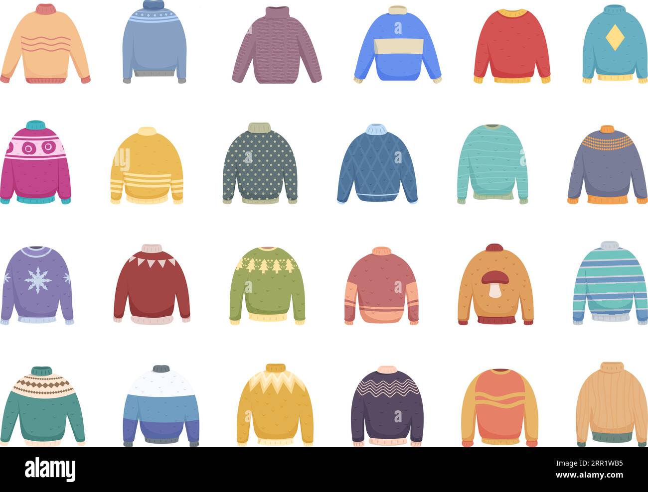 Sweater icons set cartoon vector. Cute party. Cotton outfit Stock ...
