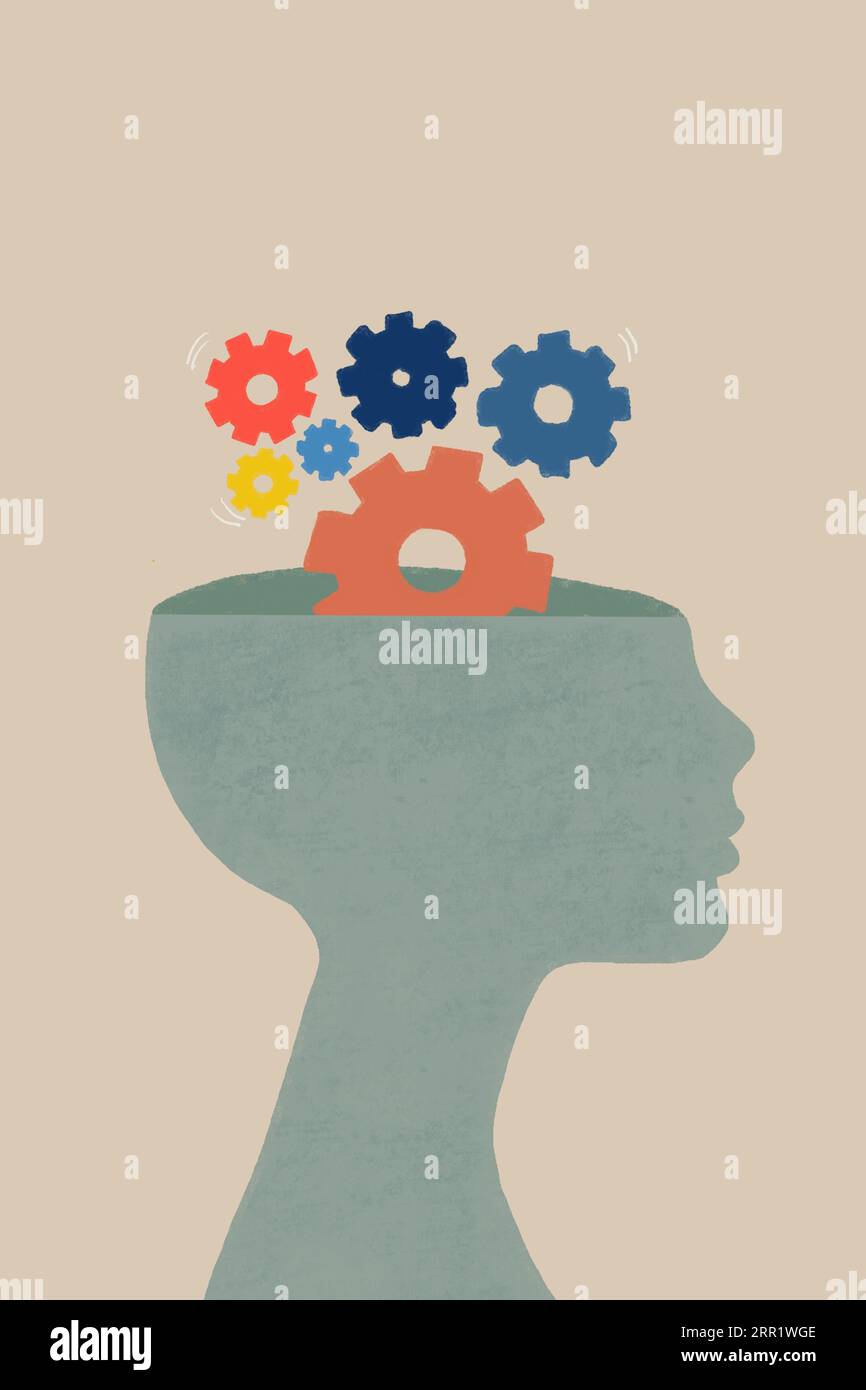 Illustration of mental health concept of human silhouette with ...