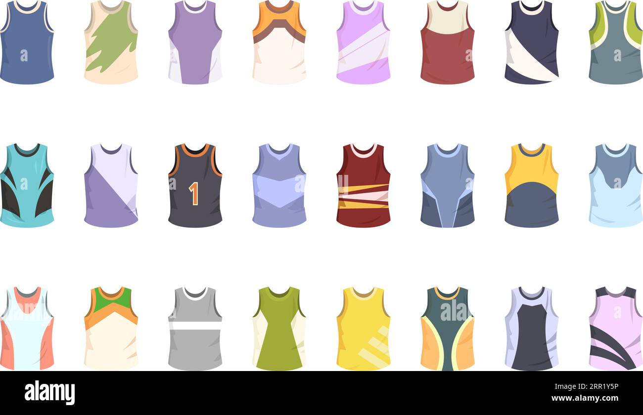 Singlet icons set cartoon vector. Sport top. Short wear Stock Vector ...