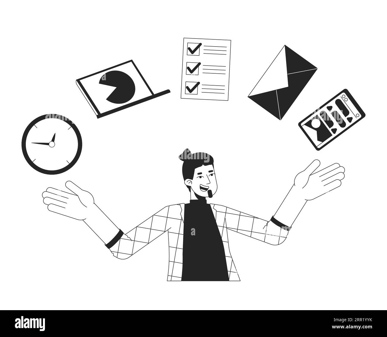 Man juggling items bw concept vector spot illustration Stock Vector ...