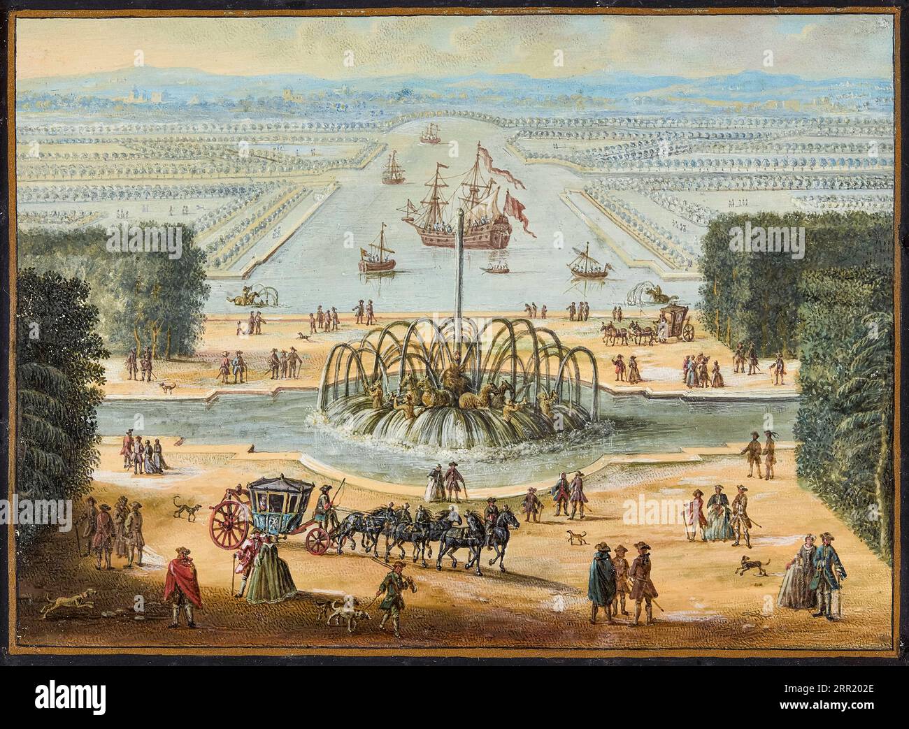 Fountain of Apollo and Grand Canal with flotilla at the Chateau de ...