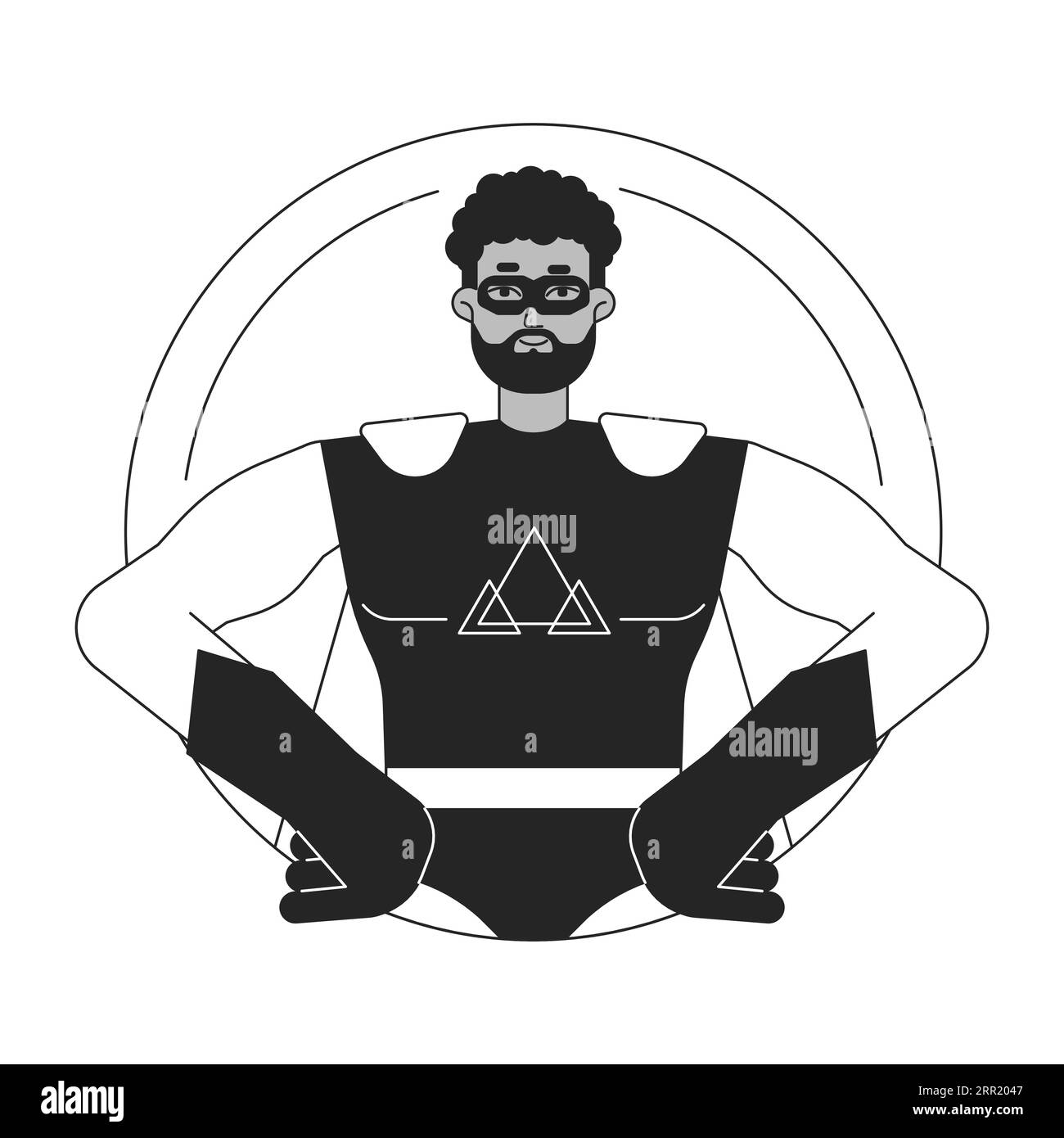 Superhero Flat Line Black White Vector Character Stock Vector Image And Art Alamy