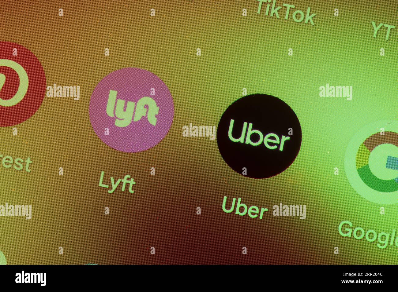 Uber and Lyft taxi hailing apps on home screen of android phone Stock ...