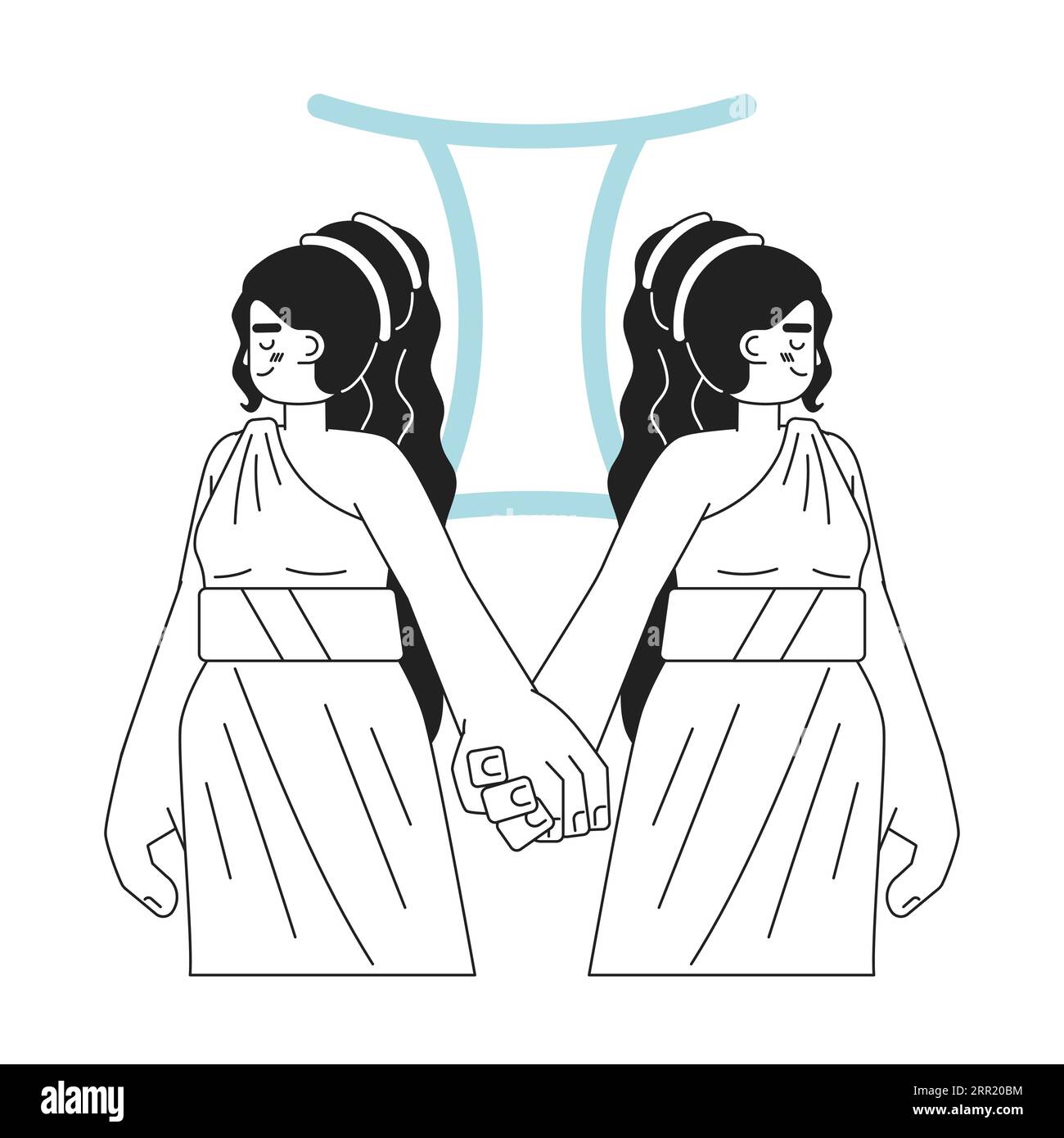 Gemini Zodiac Sign Monochrome Concept Vector Spot Illustration Stock Vector Image And Art Alamy
