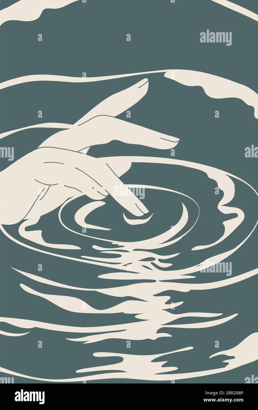 Aesthetic illustration with concentric circles on the water. Ripples ...