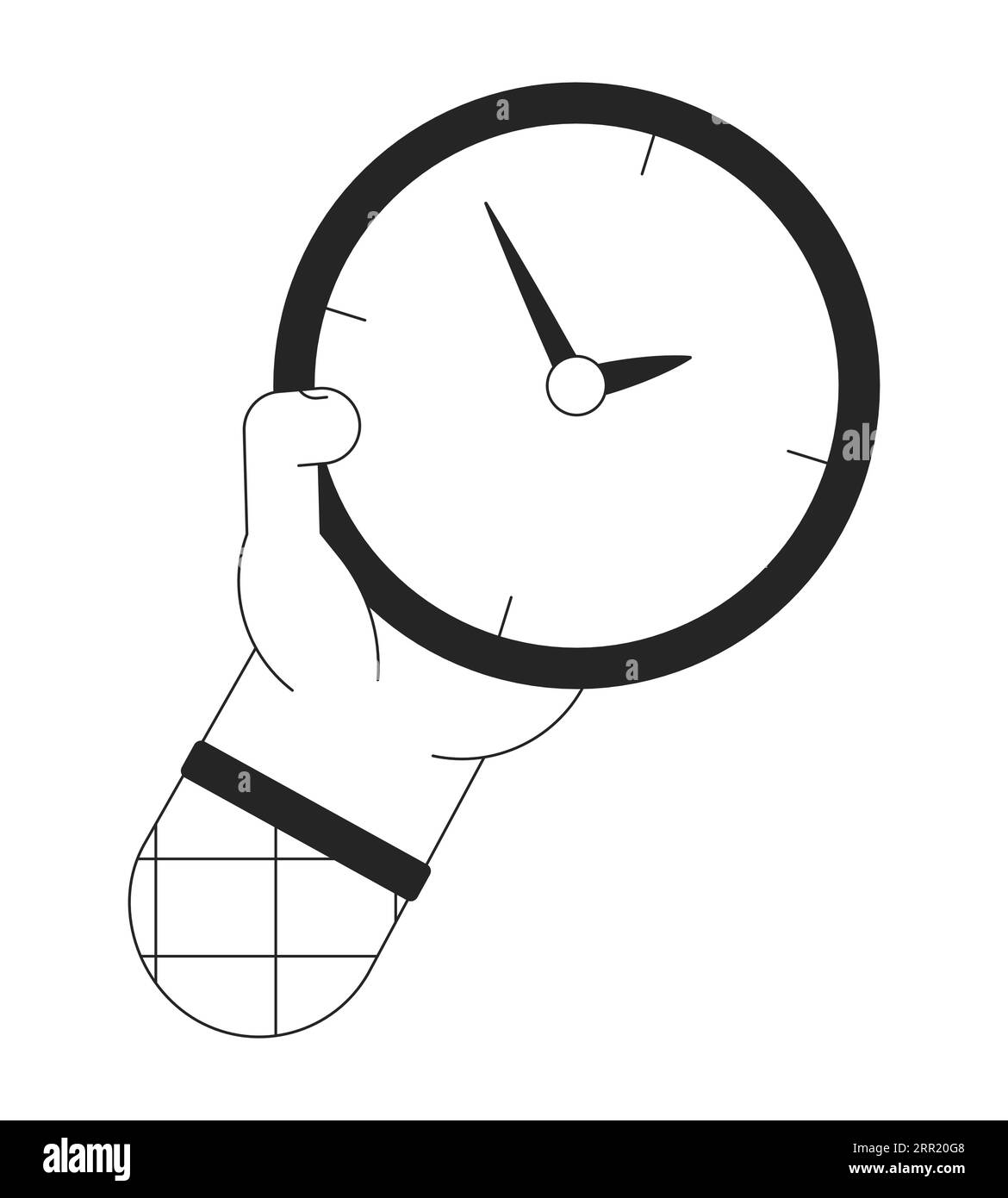 Holding clock for checking time bw concept vector spot illustration ...