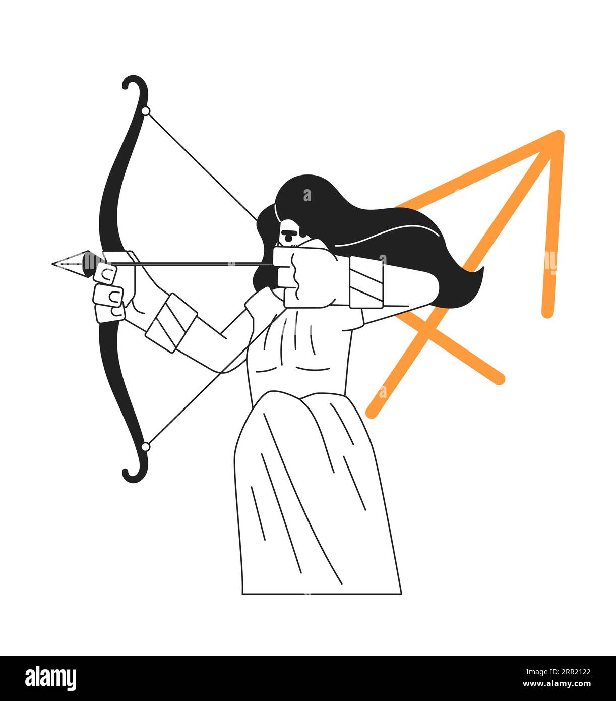Sagittarius Zodiac Sign Monochrome Concept Vector Spot Illustration