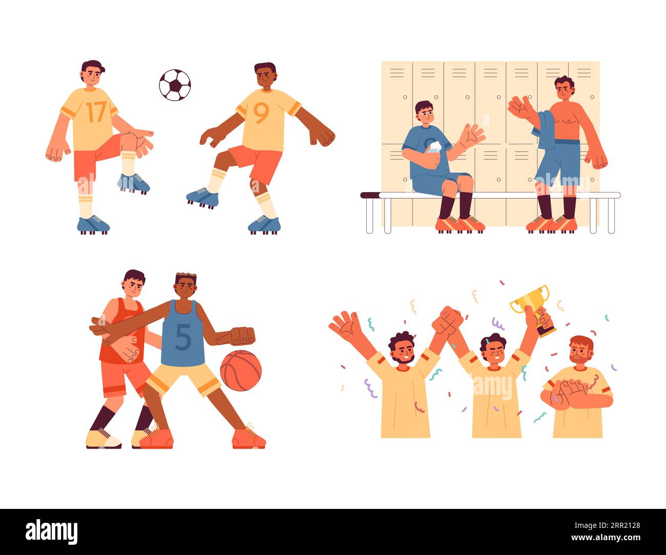 Team sport flat concept vector spot illustrations set Stock Vector ...