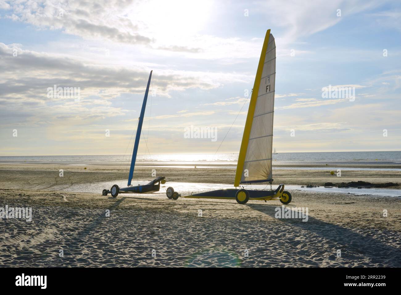 Kite buggys on the beach at the french atlantic coast in sunshine Stock ...
