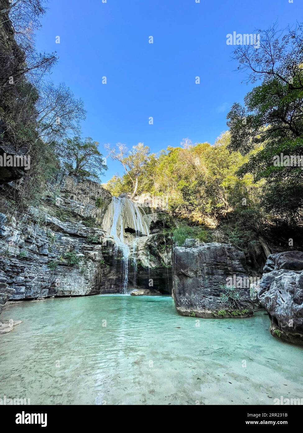 Madagascar, Tsiribihina river, waterfall and natural pools Stock Photo ...