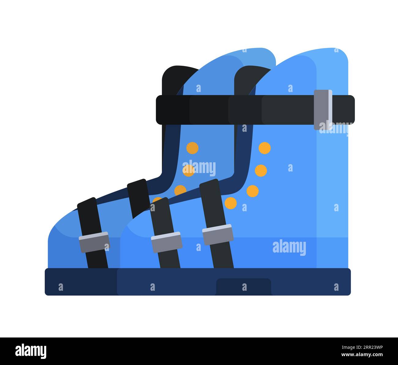Snowboarding boots. Mountain hiking shoes, winter sport equipment ...