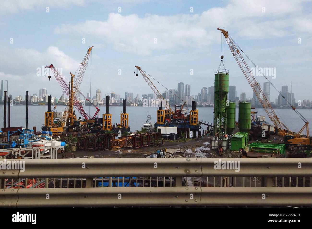 Construction site along the Bandra-Worli Sea Link officially known as ...
