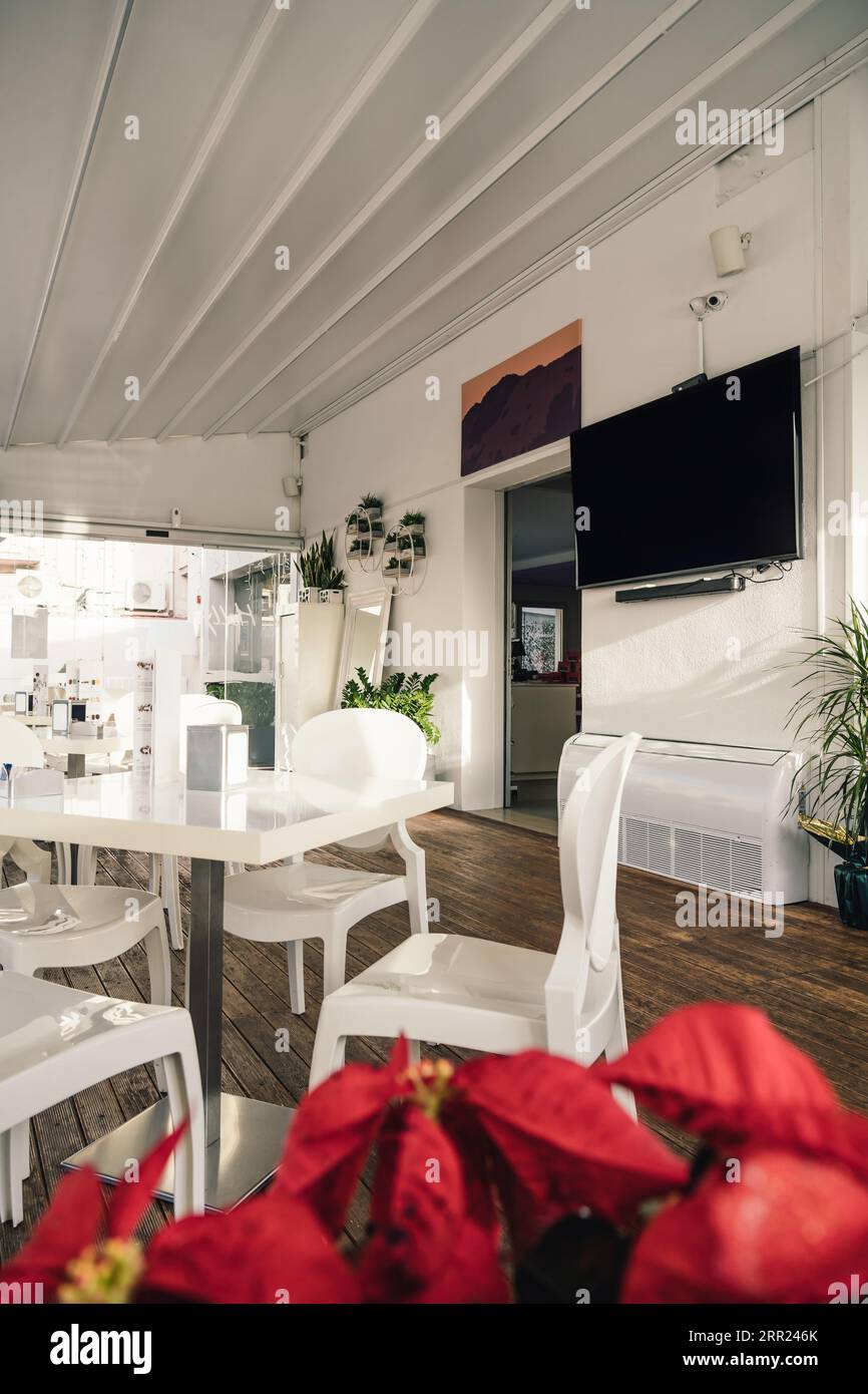 Empty cafe or bar interior, daytime. Coffee shop nobody indoor Stock ...
