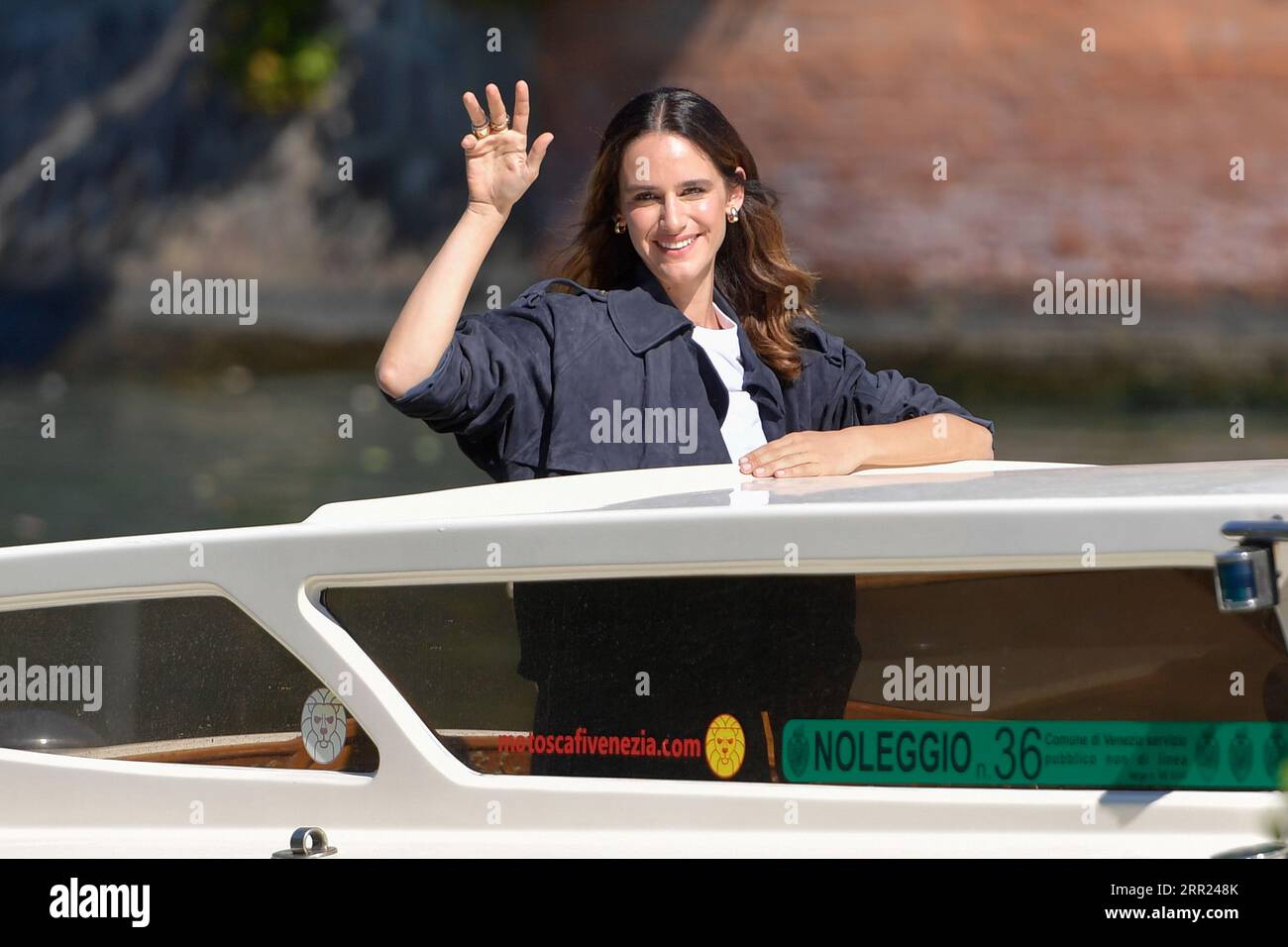 Valentina Bellè arrives at Venice Lido at the dock of the Hotel ...