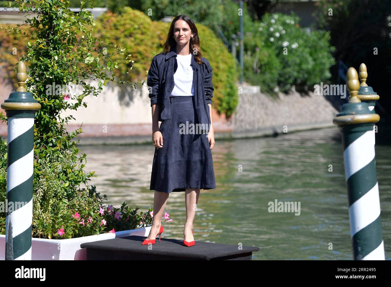 Valentina Bellè arrives at Venice Lido at the dock of the Hotel ...
