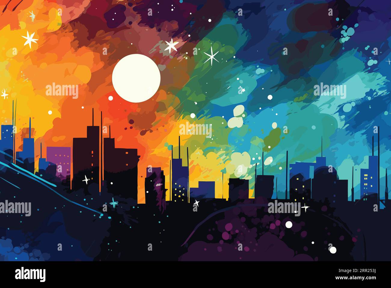 Relaxing hand drawn PC wallpaper design. Cute family are flying kites ...