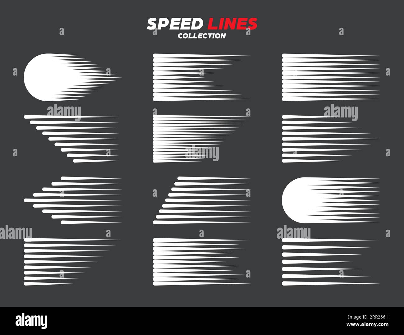 White cartoon or comic speed lines with round corners. Simple line with ...