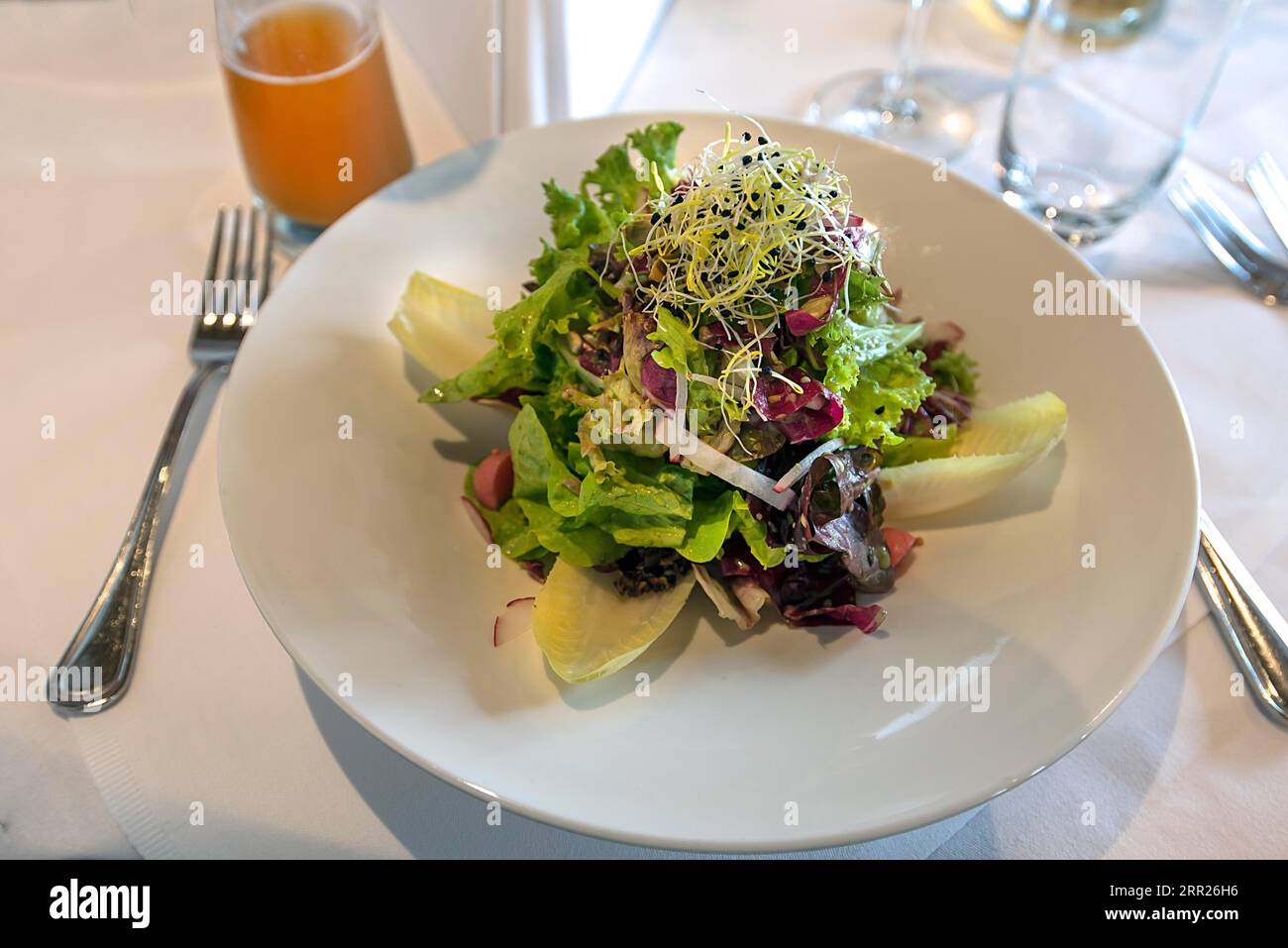 Fresh mixed salad as starter in a restaurant, Baden-Wuerttemberg ...