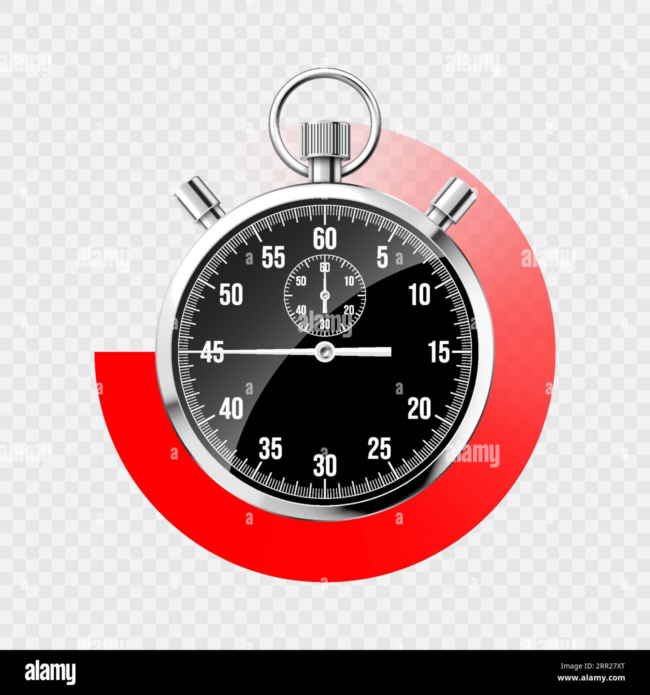 Realistic classic stopwatch. Shiny metal chronometer, black time ...