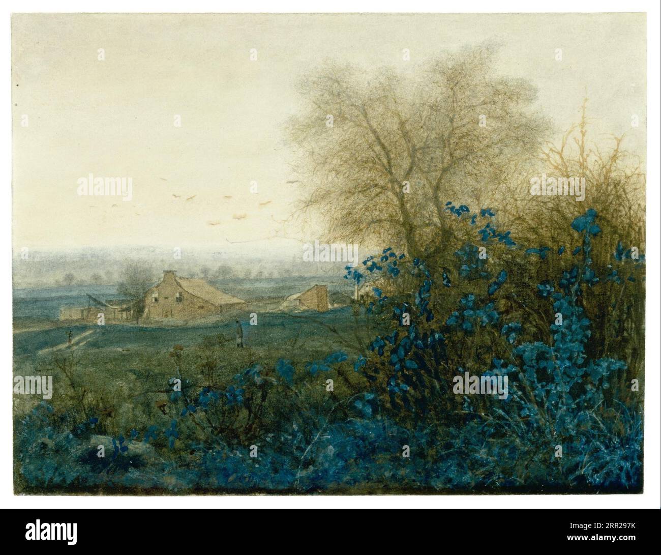 Landscape with a Farmhouse and a Peasant Wheeling a Barrow 1865 by Léon ...