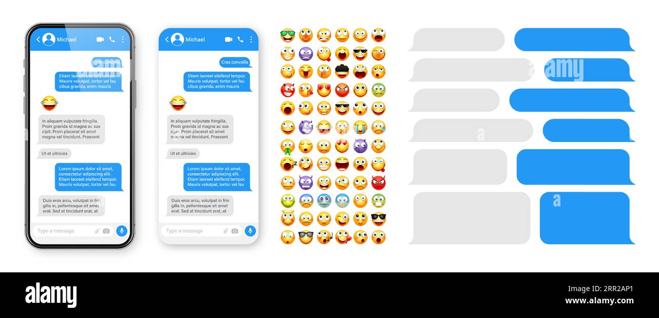 Smartphone Messaging App User Interface Design With Emoji Sms Text