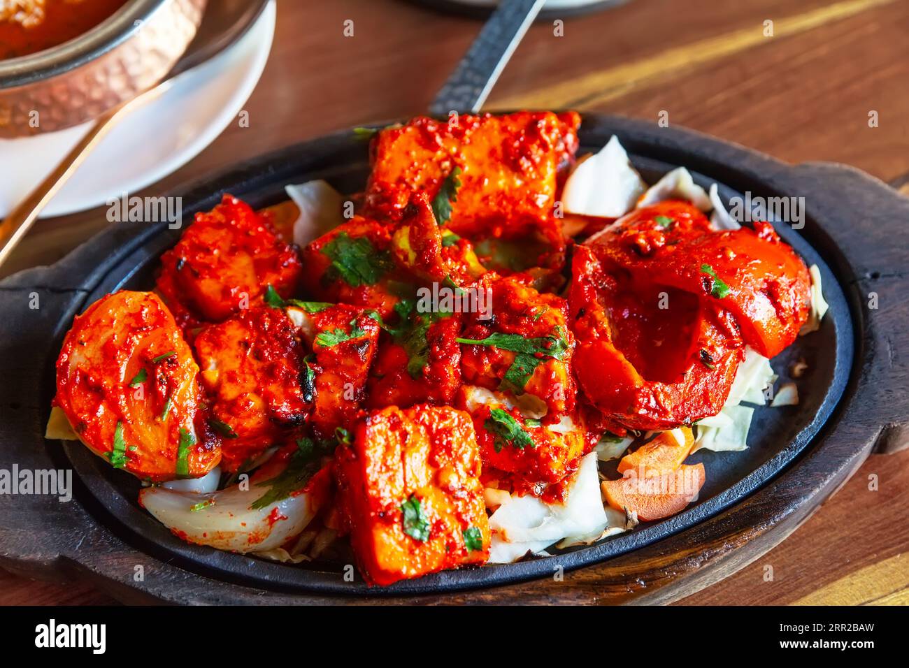 Tandoori Paneer Tikka. Cubes of cottage cheese, tomatoes, bell peppers ...