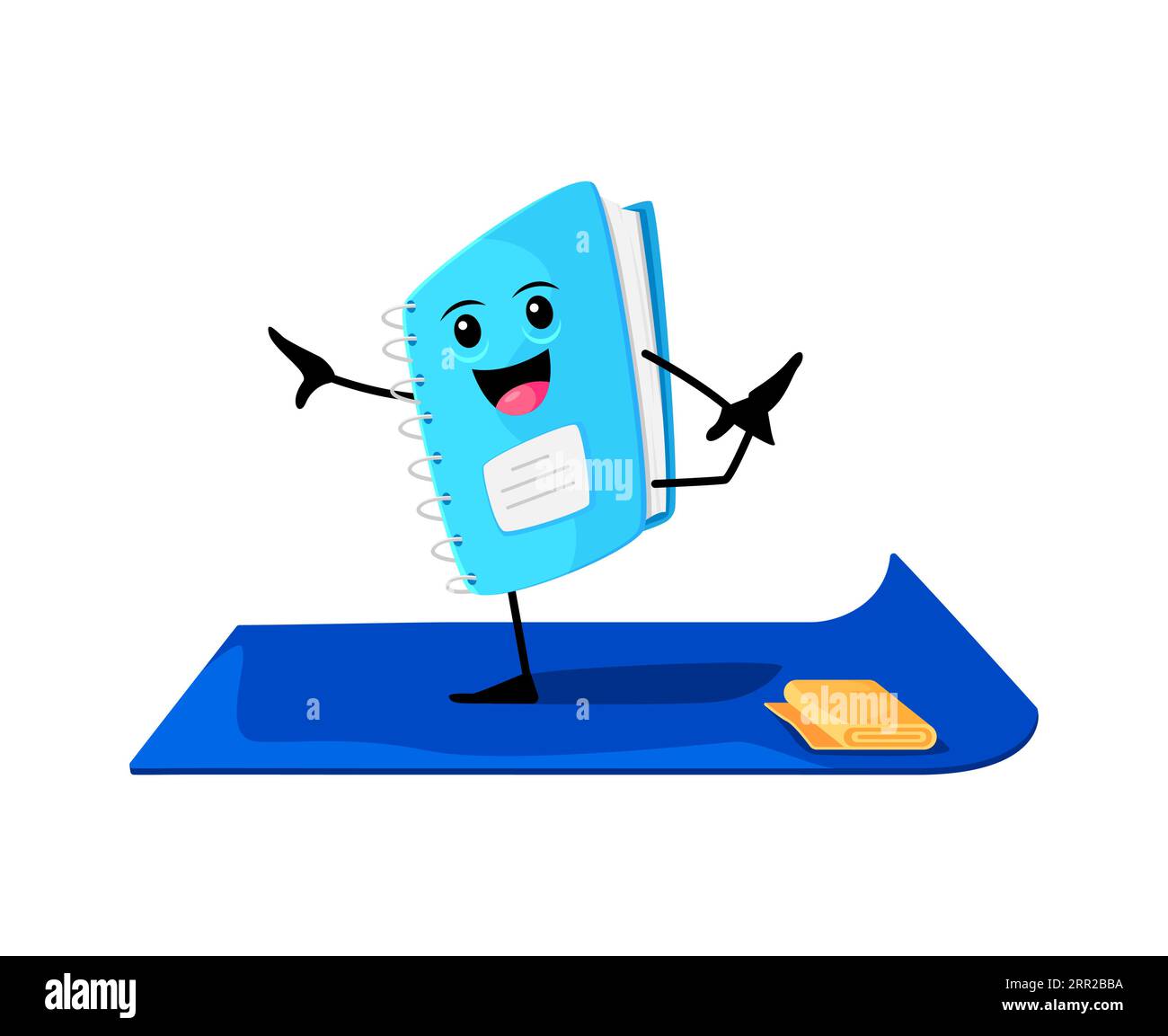 Cartoon notebook school supply character on yoga fitness sport ...