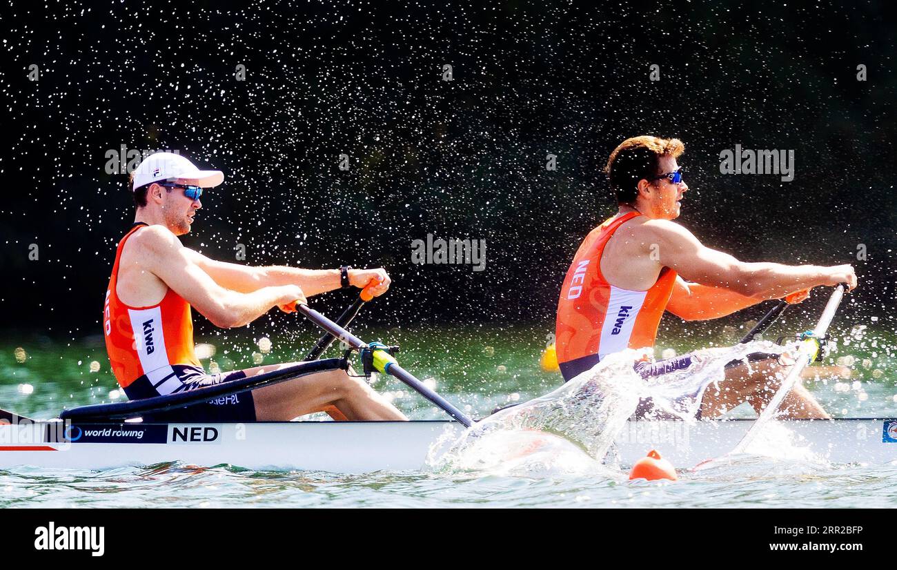 BELGRADE - Melvin Twellaar and Stefan Broenink in action during the fourth day of the World ...
