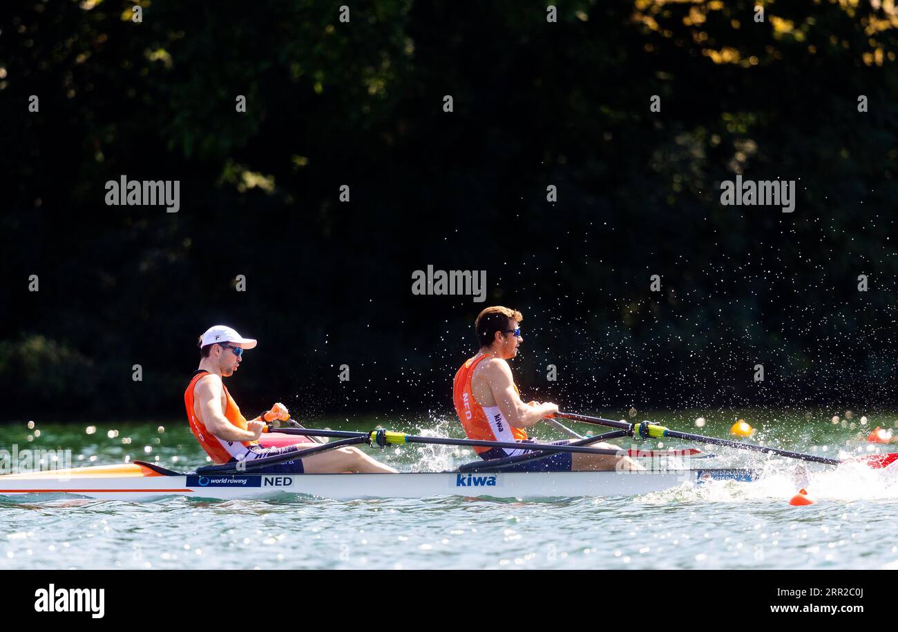 BELGRADE - Melvin Twellaar and Stef Broenink in action during the fourth day of the World Rowing ...