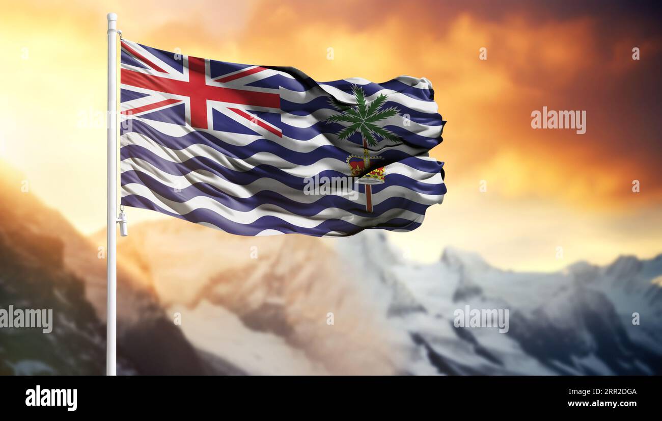 Flag of British Territory in the Indian Ocean on a flagpole against a ...