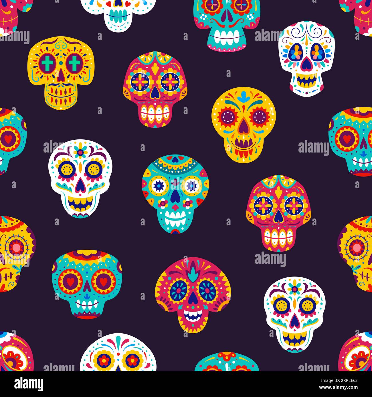 Mexican Calavera Sugar Skulls Seamless Pattern Dead Day Tile