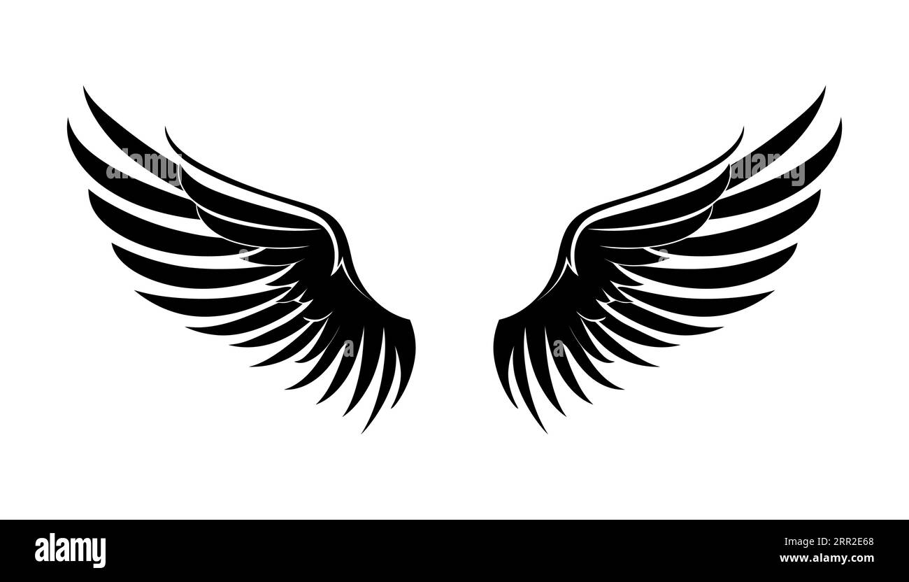 Black wings in flat design,icon on white background. Vector ...