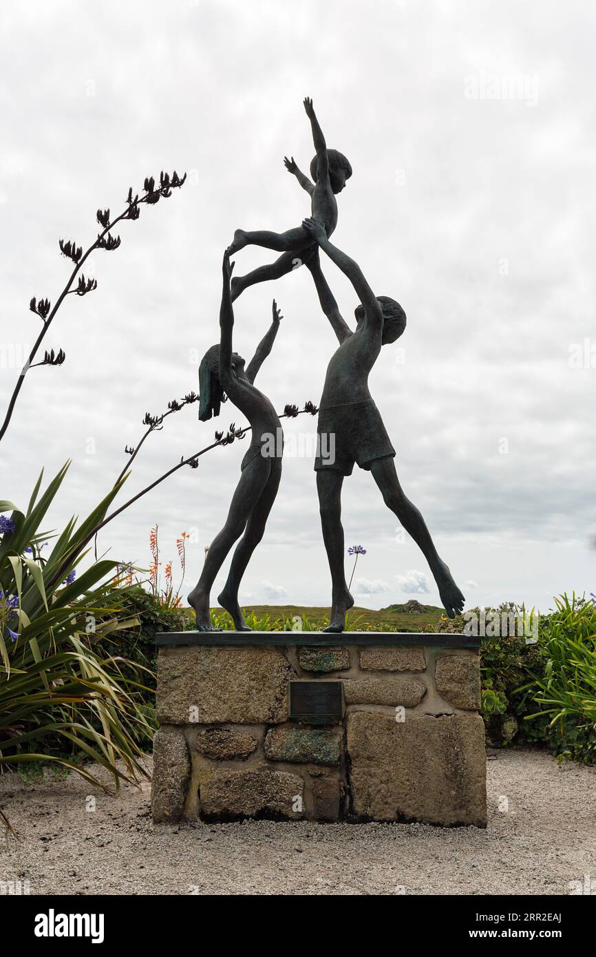 Sculpture, Three Children Playing, The Tresco Children, Artist David ...