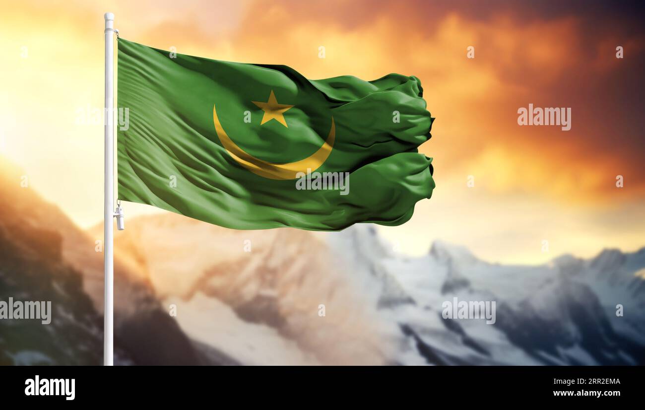 Flag mauritania waving on flagpole hi-res stock photography and images ...