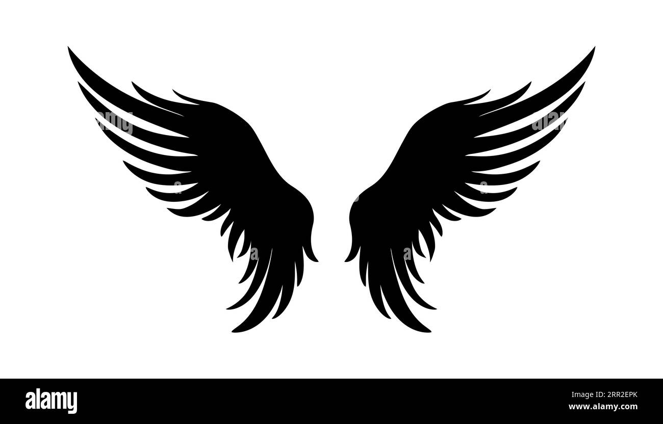 Black wings in flat design,icon on white background. Vector ...