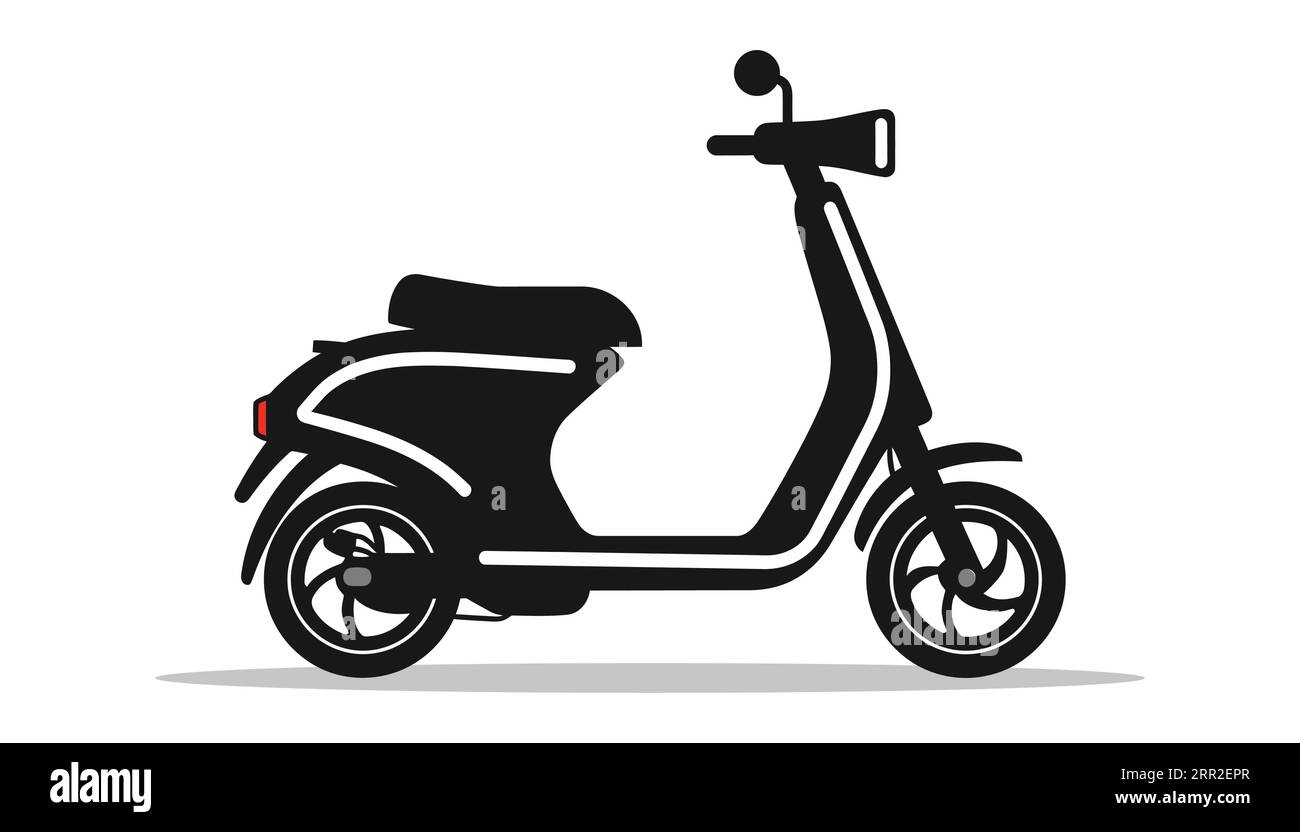 Electric scooter. Motorbike. Motorcycle charging. Black and white ...