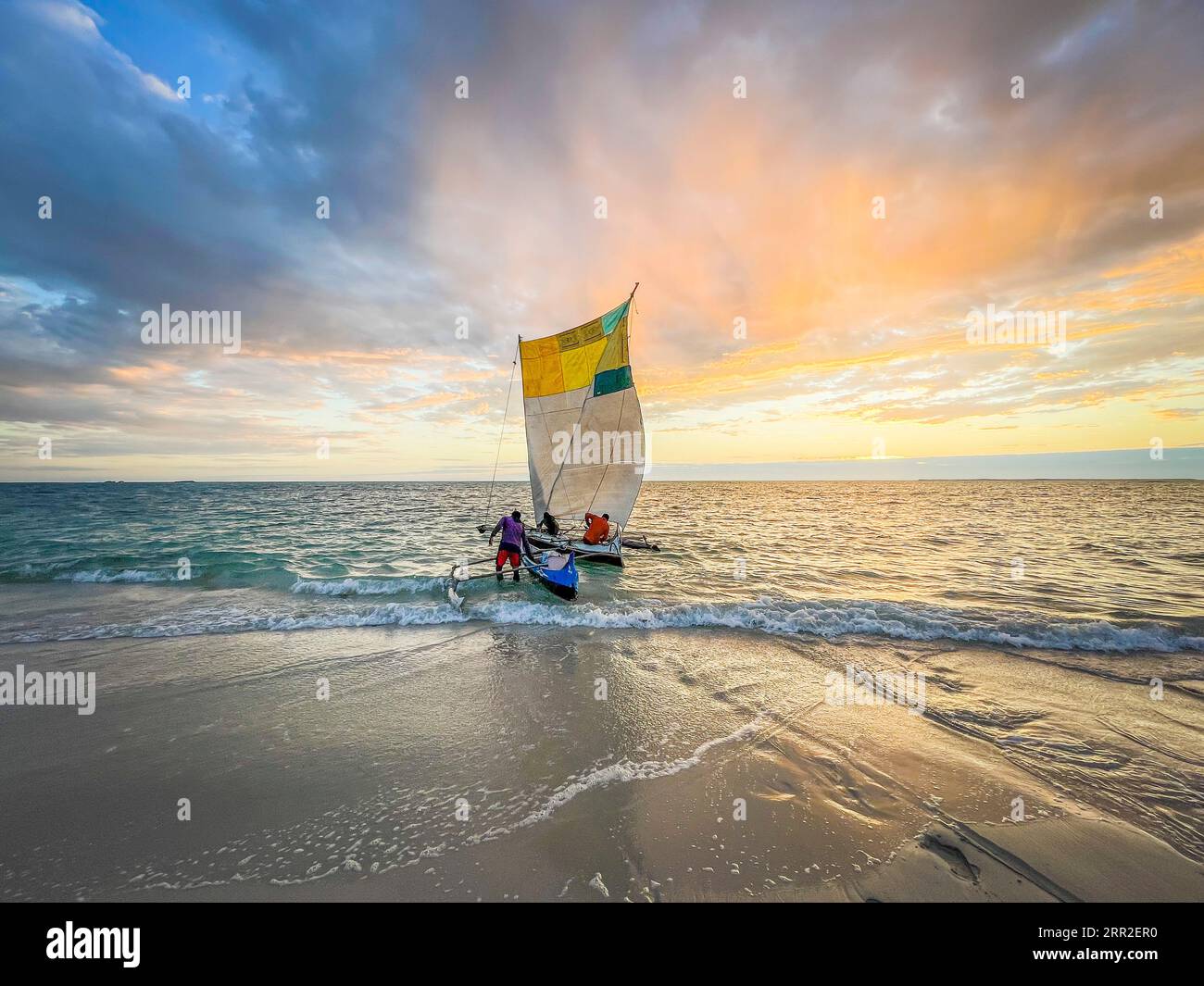 Madagascar, traditional boat at sunset Stock Photo - Alamy