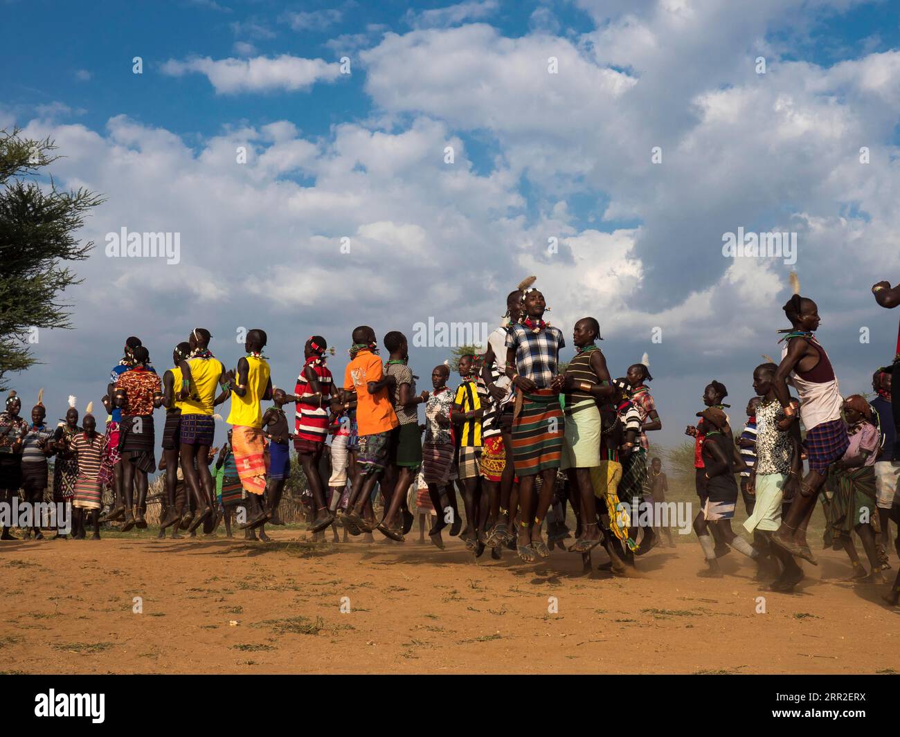 Traditional Evangadi dance, Hamar tribe, Omo region, Ethiopia Stock ...