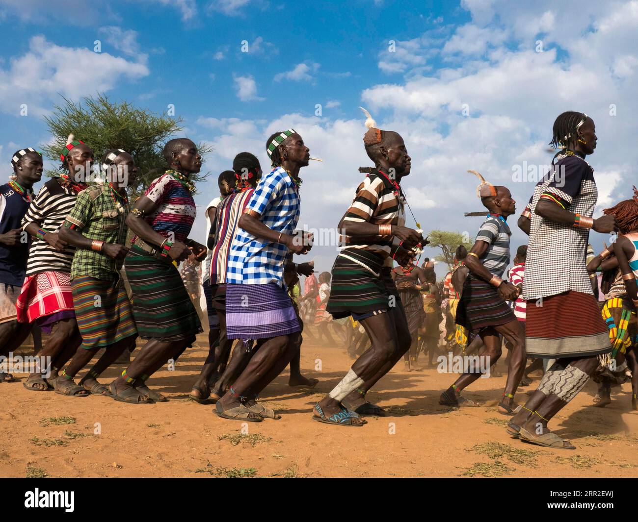 Traditional Evangadi dance, Hamar tribe, Omo region, Ethiopia Stock ...