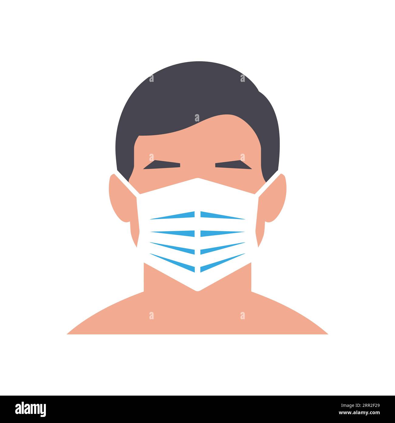 Man face with mask icon flat style isolated on white background. Vector ...
