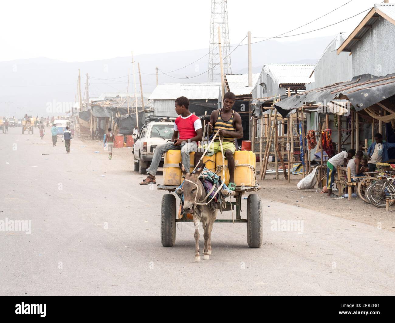 Donkey cart on dusty road, Afdera, Danakil Desert, Ethiopia Stock Photo ...