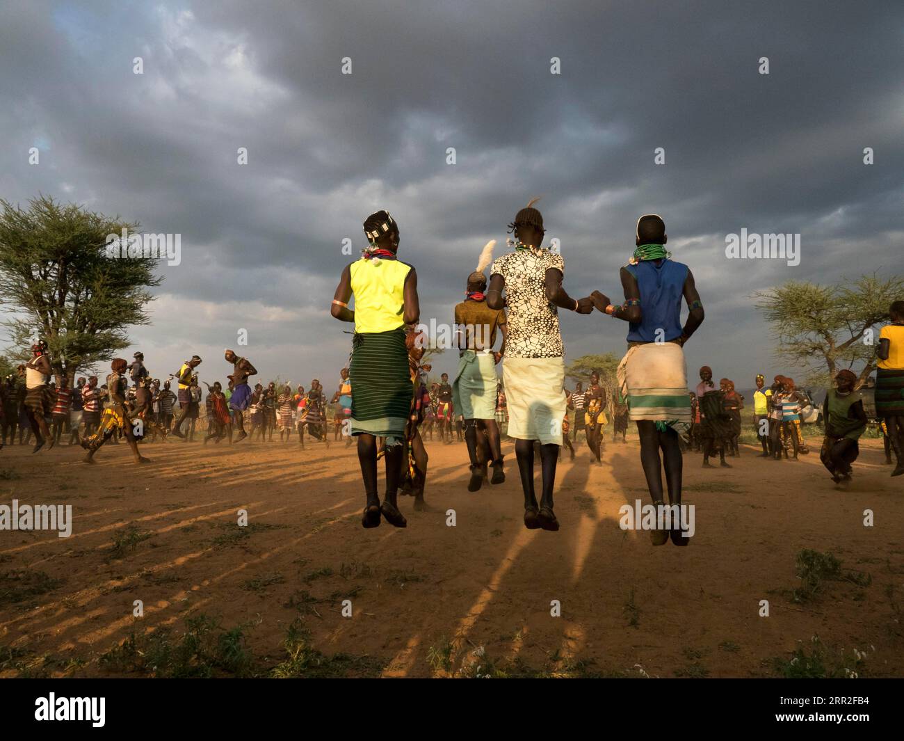 Traditional Evangadi dance, Hamar tribe, Omo region, Ethiopia Stock ...