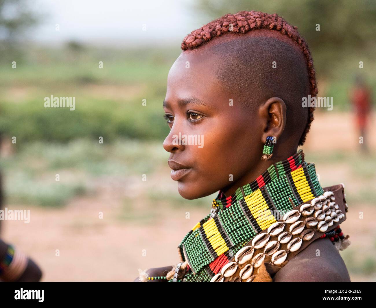 Girl from the Hamar tribe with necklace, portrait, Omo region, Ethiopia ...
