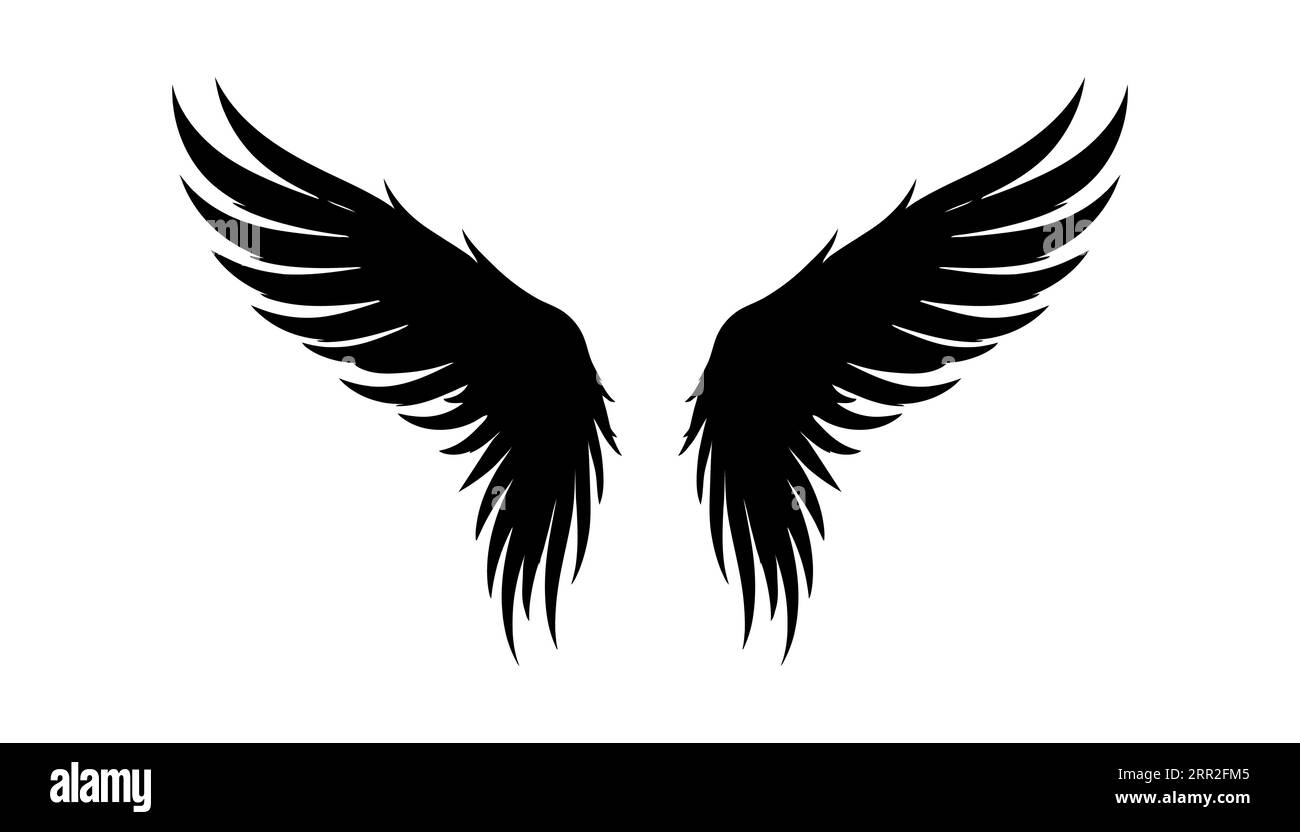 Black wings in flat design,icon on white background. Vector ...