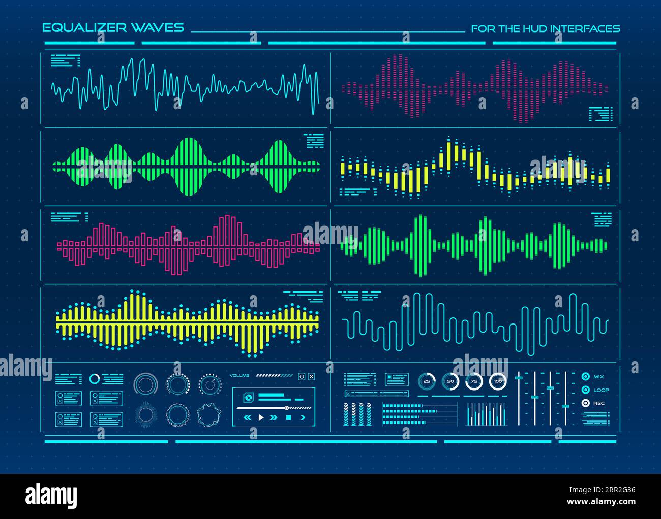 Hud Equalizer Music Digital Sound Wave And Voice Recognition Signals