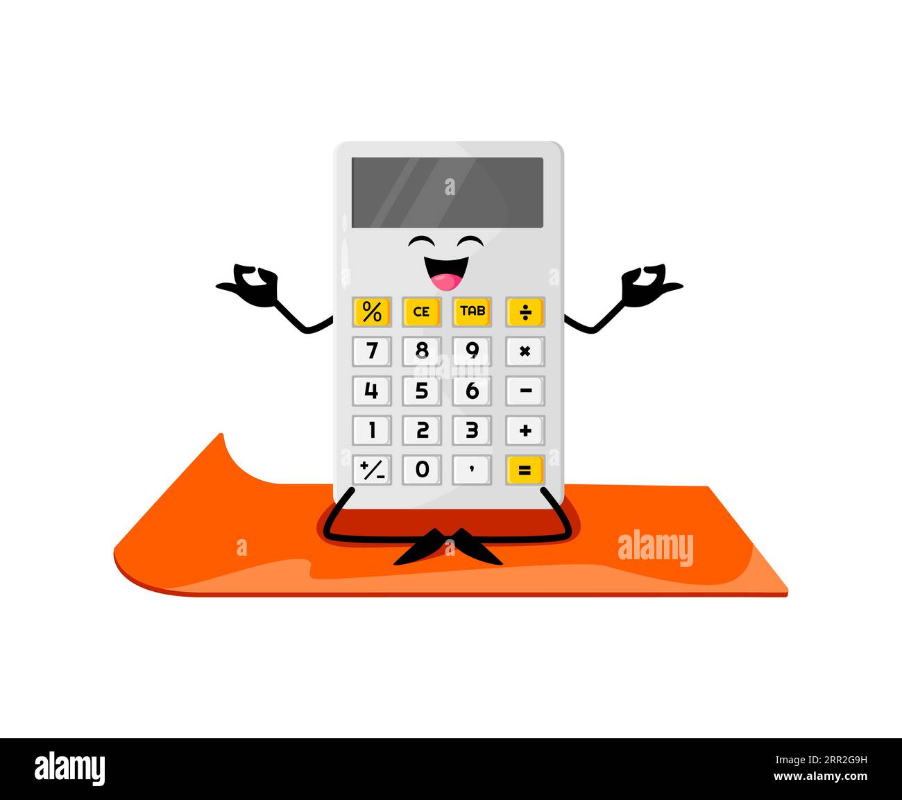 Cartoon calculator school supply character on yoga fitness sport ...