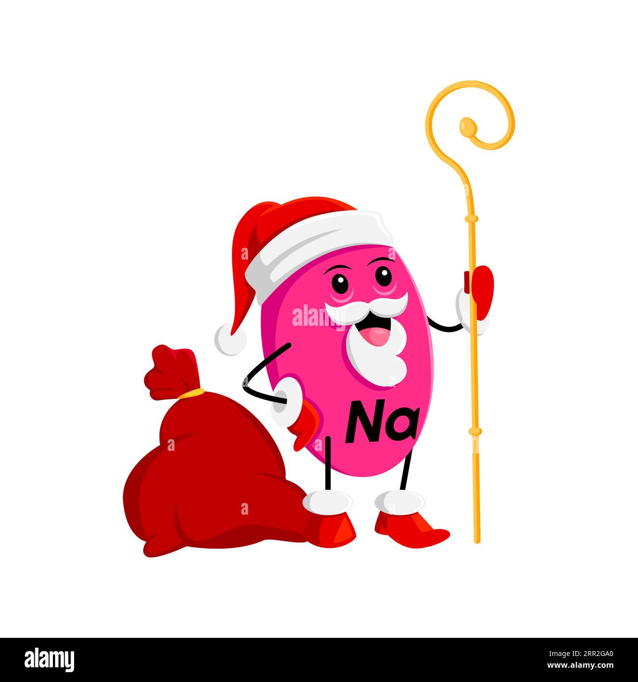 Cartoon Christmas Na micronutrient character in Santa claus hat with ...