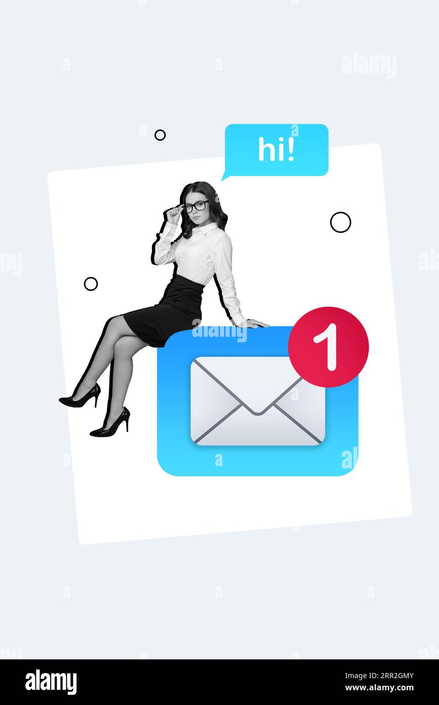 Poster picture collage of serious successful lady boss sitting ...