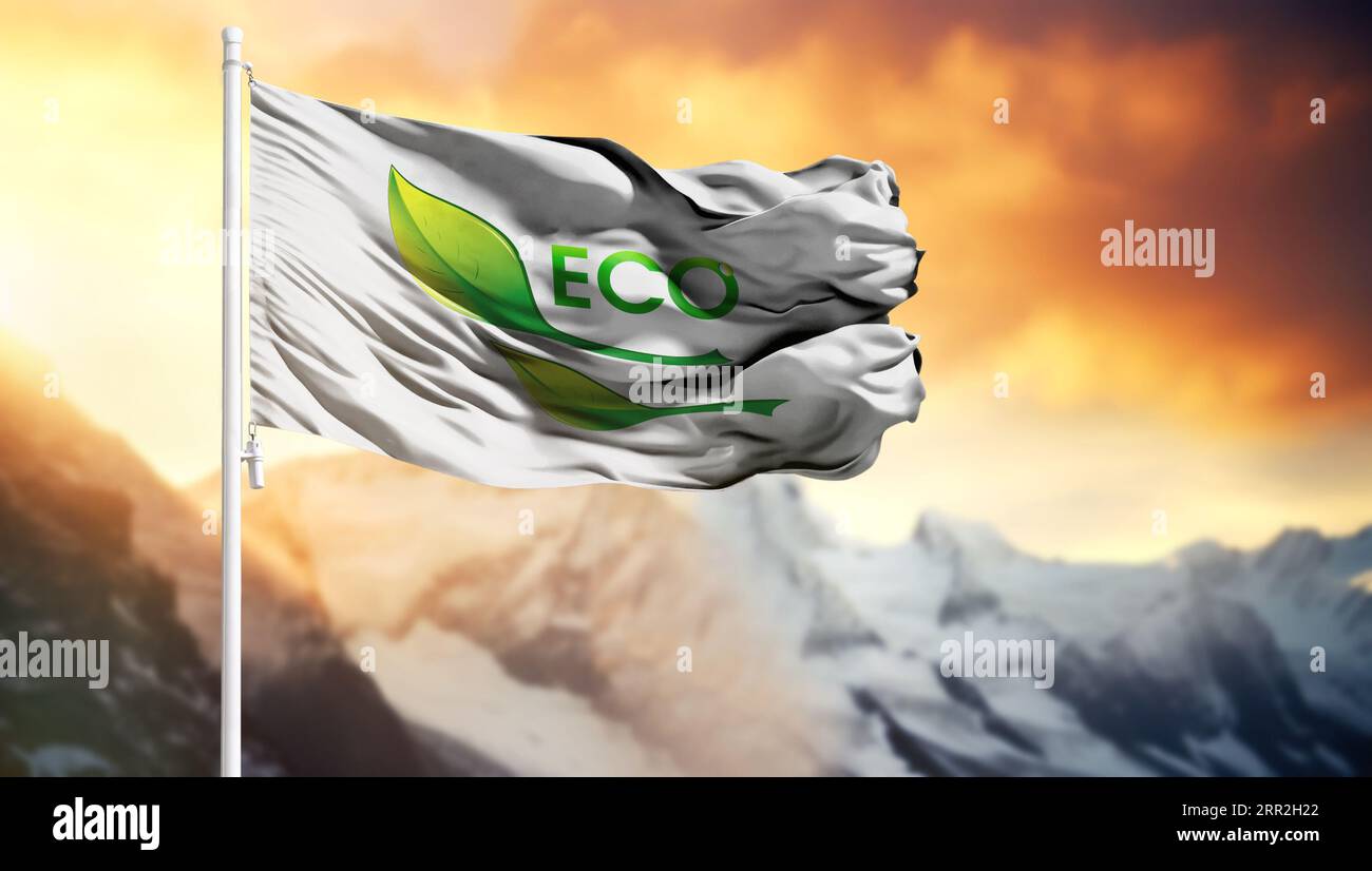 Flag of Green environmental protection logo on a flagpole Stock Photo ...