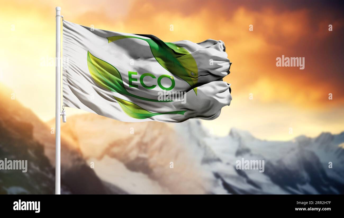 Flag of Plant protection green ecological logo on a flagpole Stock ...